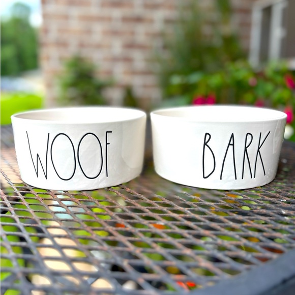 Rae Dunn | Dog | Rae Dunn White Ceramic Doggy Dining Set Woof Bark ...